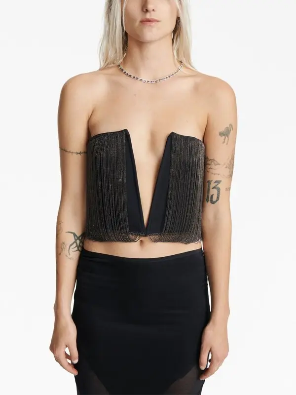 DION LEE Beaded Plunge Tank Top