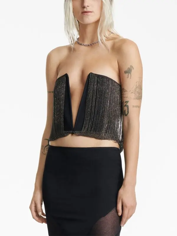 DION LEE Beaded Plunge Tank Top