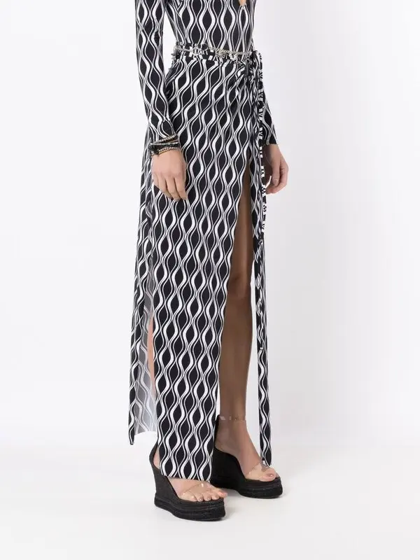 AMIR SLAMA Wave-print Maxi Skirt