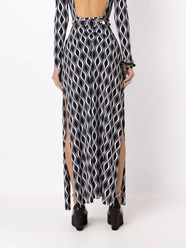 AMIR SLAMA Wave-print Maxi Skirt
