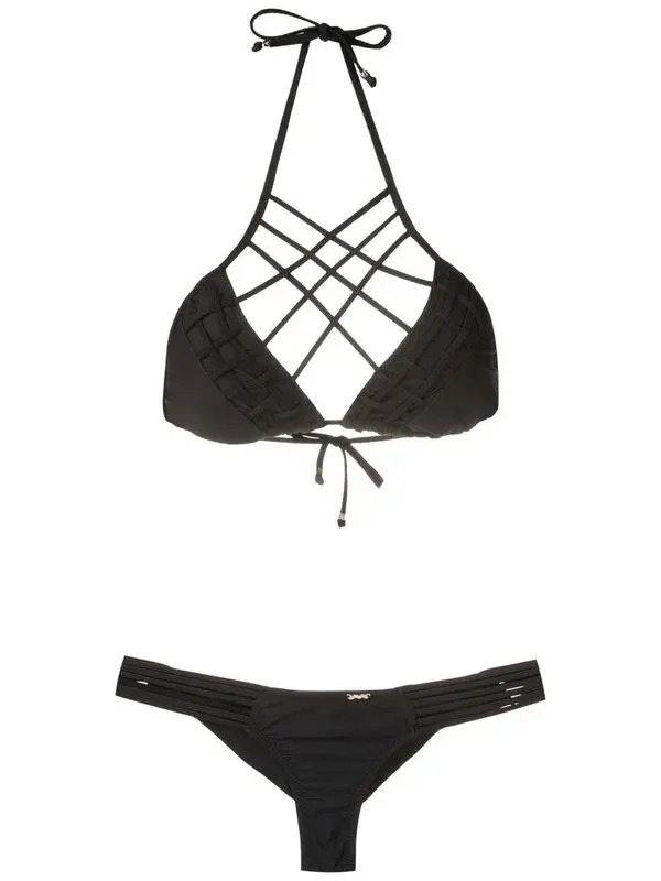 AMIR SLAMA Lattice-strap Bikini Set - Black