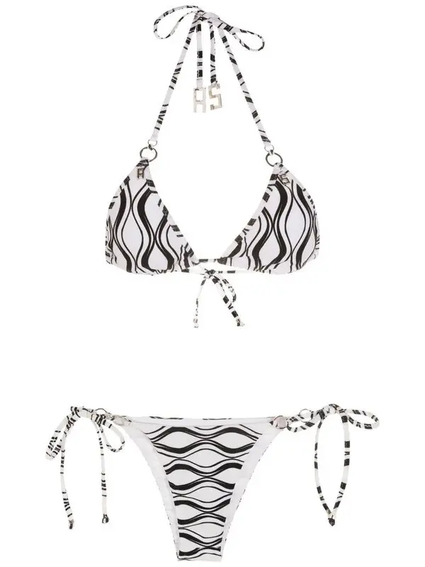 AMIR SLAMA Wave-print Bikini Set - White