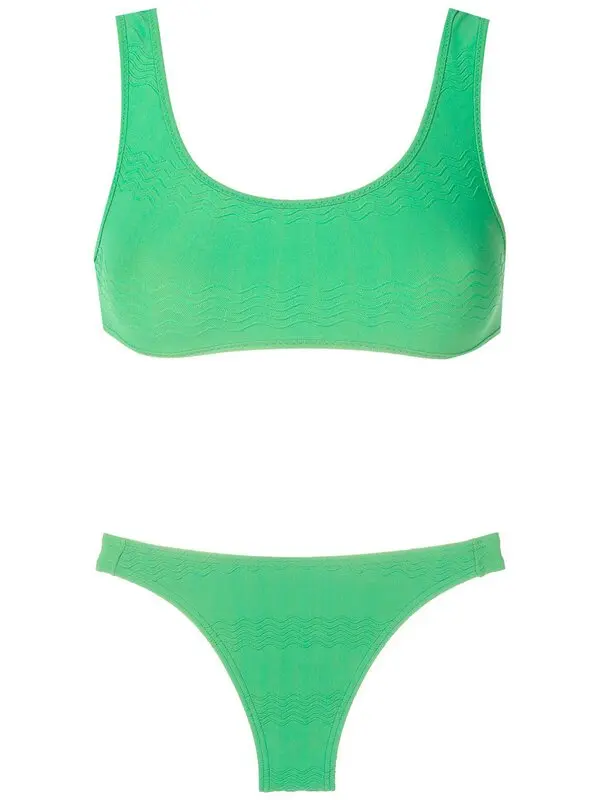 AMIR SLAMA Wave-stitch Bikini Set - Green
