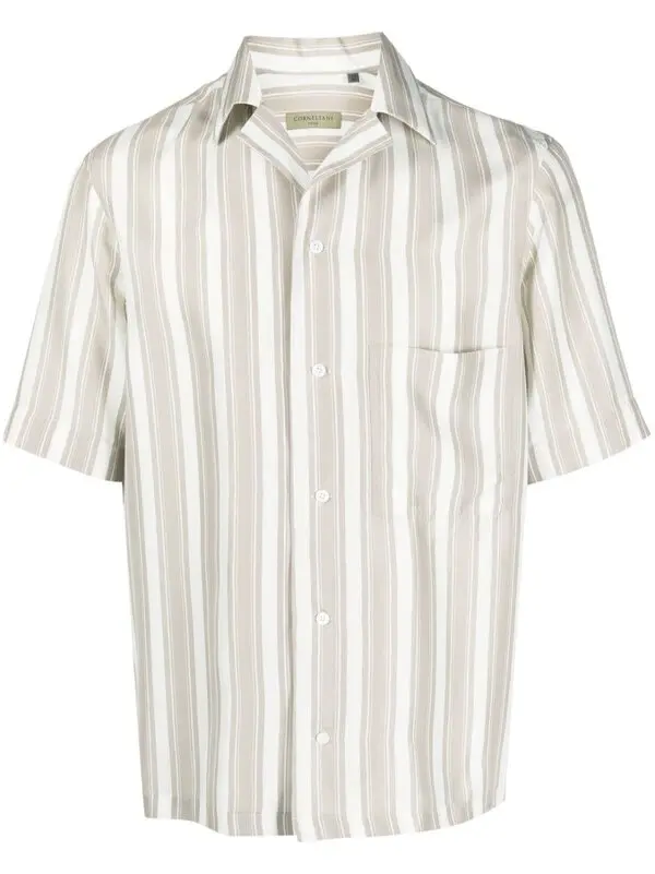 Corneliani Stripe-print Short-sleeved Shirt