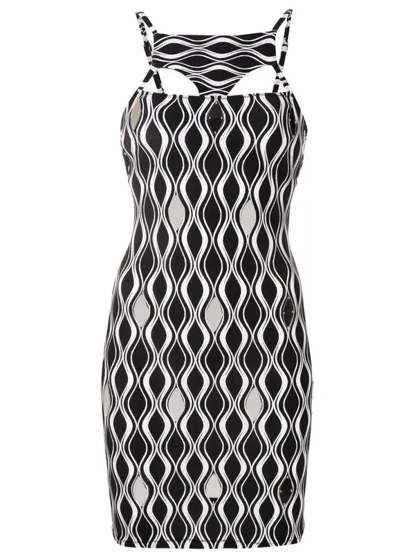 AMIR SLAMA Wave-print Bodycon Mini Dress