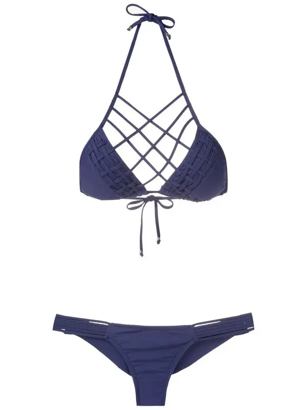 AMIR SLAMA Lattice-strap Bikini Set - Blue