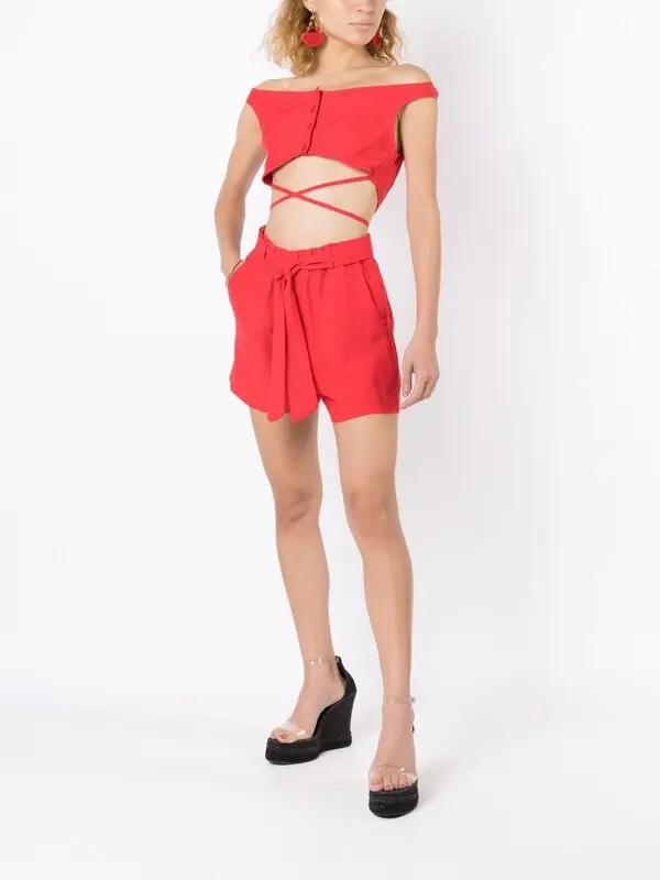 AMIR SLAMA Belted Short Shorts - Red