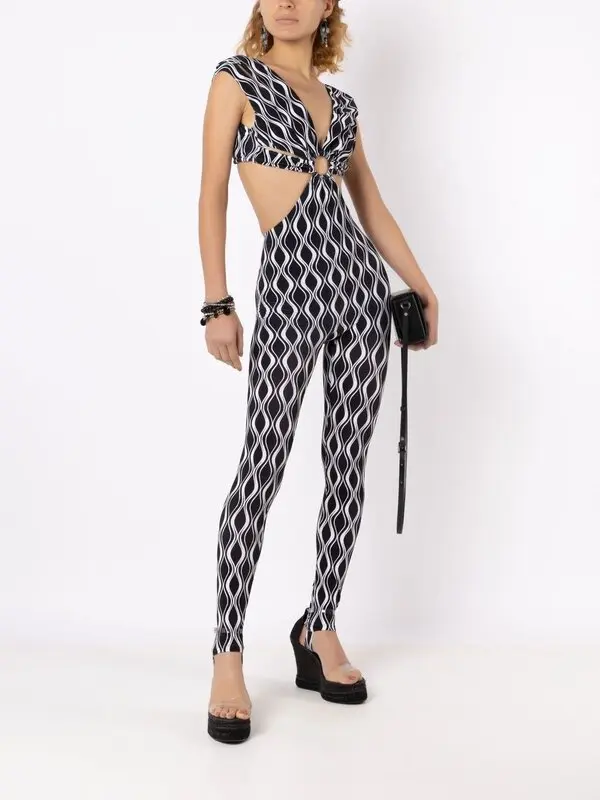 AMIR SLAMA Cut-out Wave-print Jumpsuit