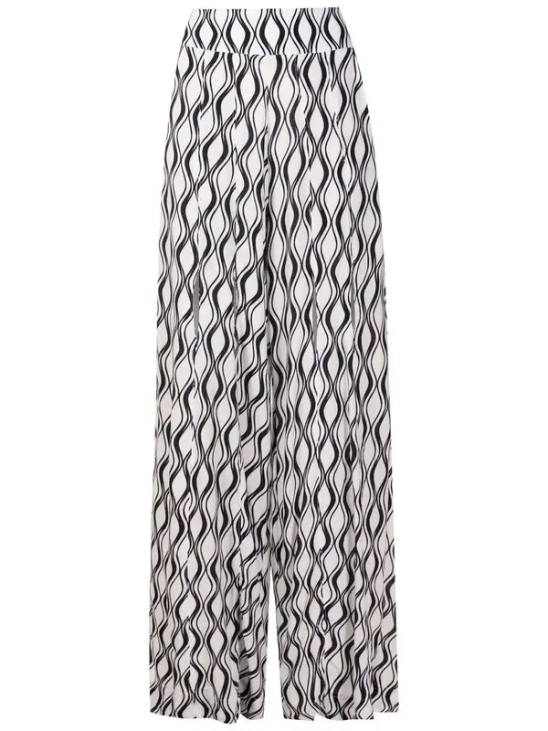 AMIR SLAMA Wave-print Palazzo Trousers - White