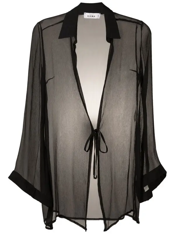 AMIR SLAMA Tie-front Silk Beach Cover-up - Black