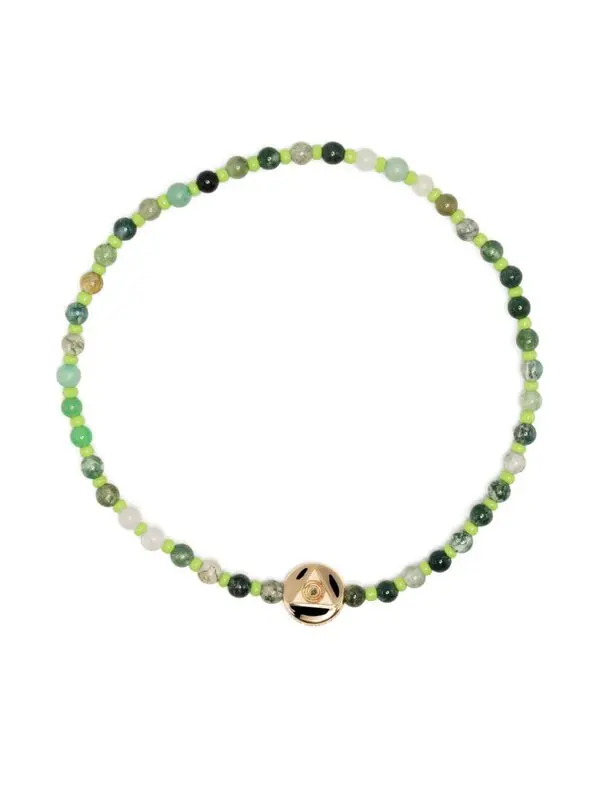 Luis Morais 14kt Yellow Gold Beaded Bracelet - Green