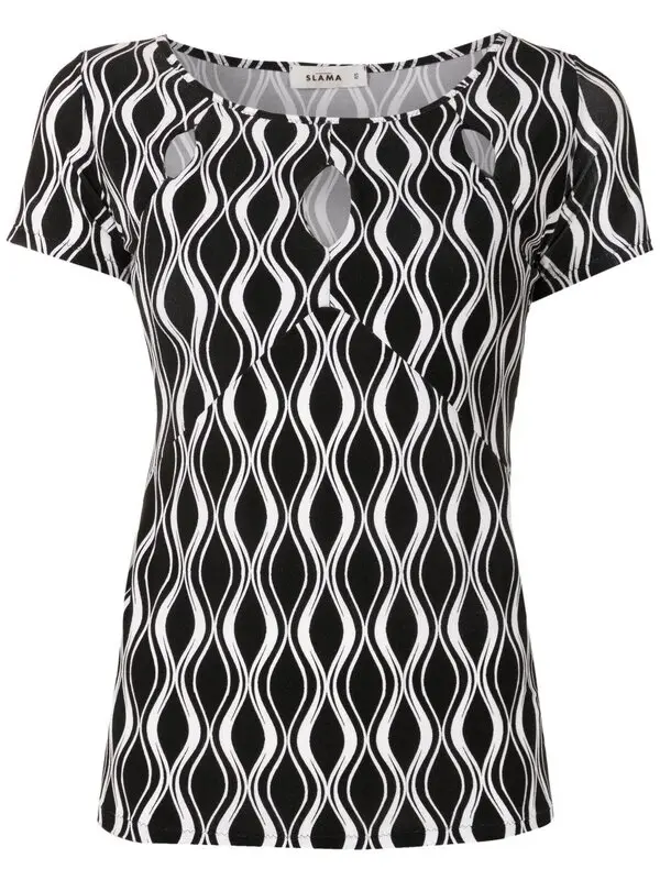 AMIR SLAMA Wave-print T-shirt - Black