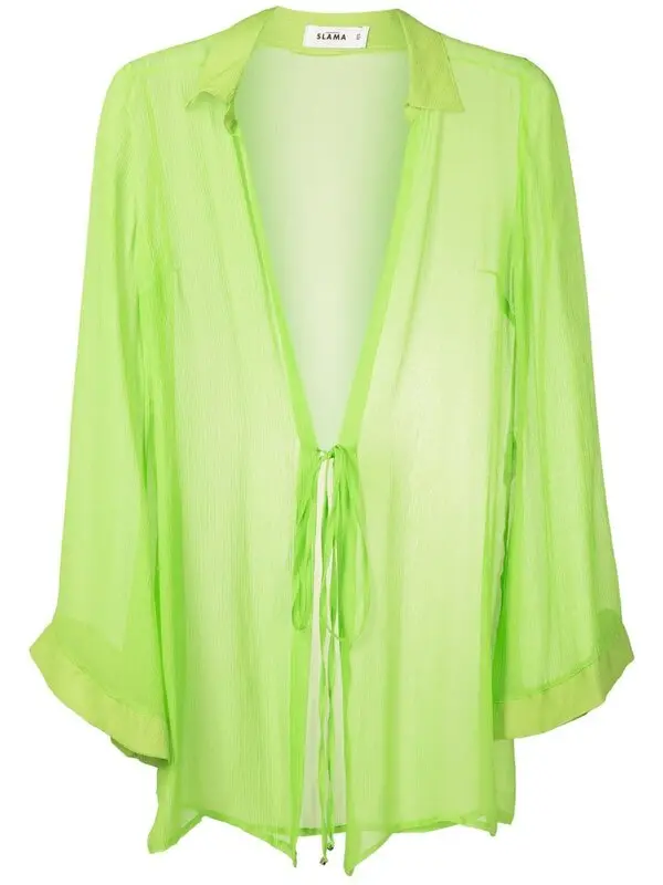 AMIR SLAMA Tie-front Silk Beach Cover-up - Green