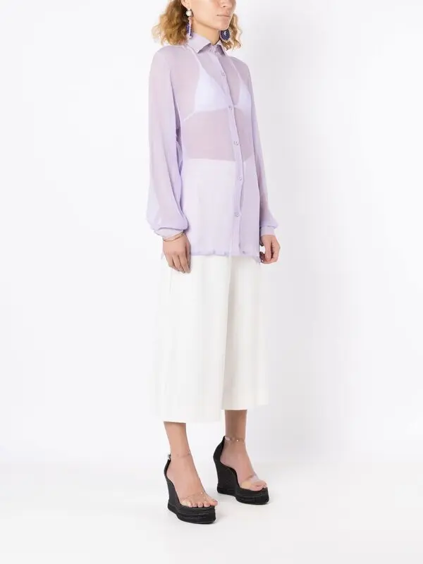 AMIR SLAMA Sheer Crinkled Silk Shirt