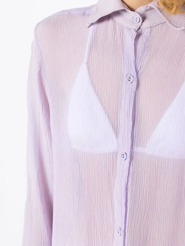 AMIR SLAMA Sheer Crinkled Silk Shirt