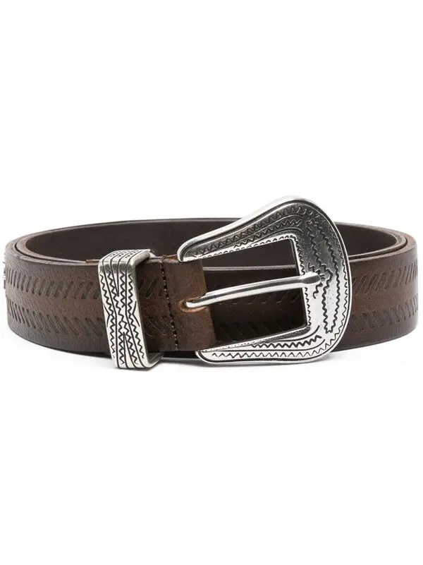 FORTELA Studded Leather Belt - Brown