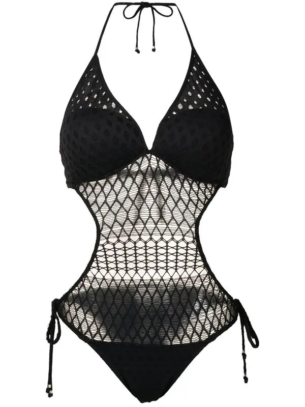AMIR SLAMA Cut-out Mesh Swimsuit - Black