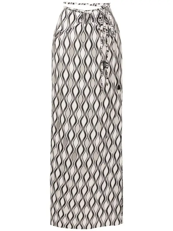 AMIR SLAMA Wave-print Maxi Skirt - White