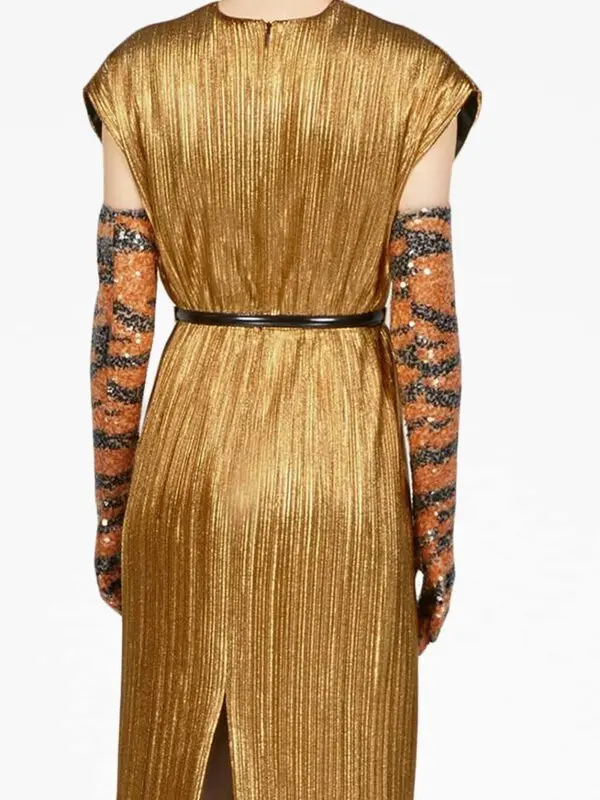 slim fit dress slacks Gucci Silk Brown Short-sleeved Dress with Fringes – Luxury GoRound