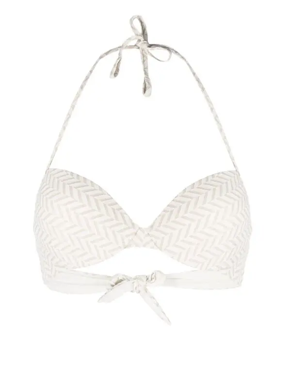 TWINSET Herringbone-pattern Bikini Top - White