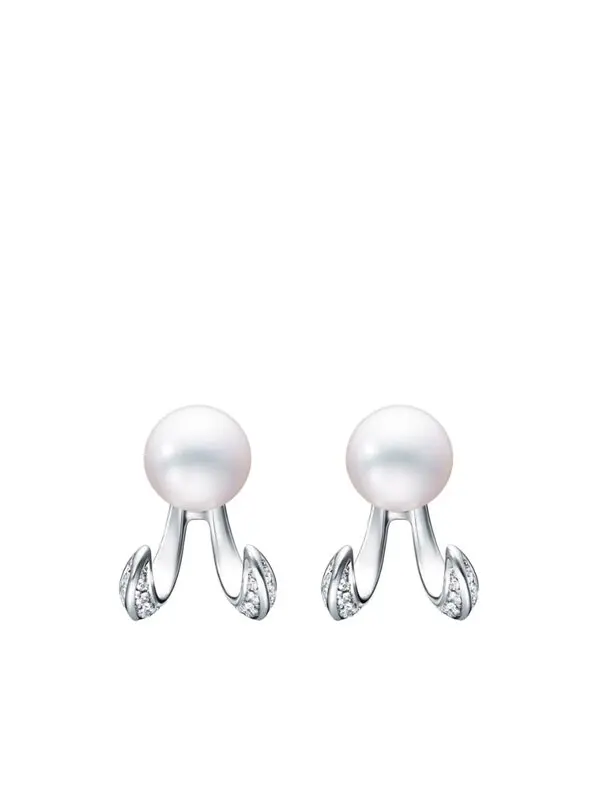 TASAKI 18kt White Gold Danger Fang Pearl Earrings - Silver