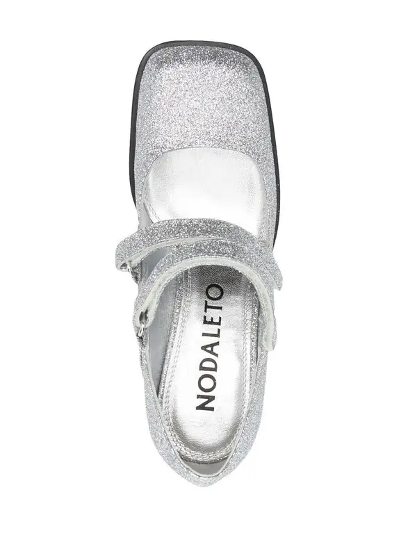 NODALETO Glitter-detail Leather Pumps - Silver