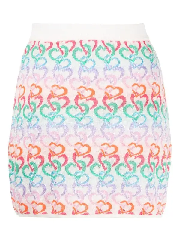 MARCO RAMBALDI Heart-embroidery Knit Skirt