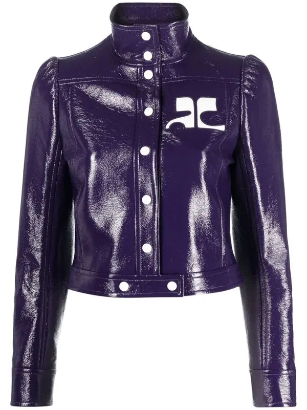 COURREGES Vinyl Appliqué-logo Jacket - Purple
