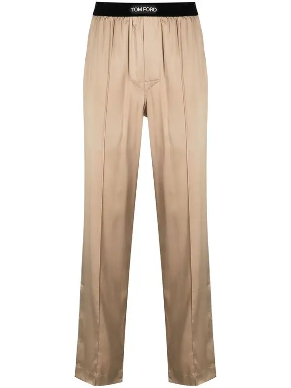 TOM FORD Logo-waistband Pyjama Trousers - Neutrals