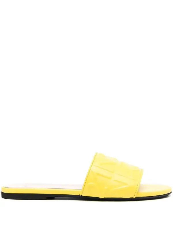 N°21 Logo-embossed Leather Slides - Yellow