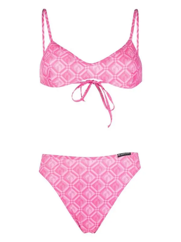 MARINE SERRE Crescent Moon-print Bikini - Pink