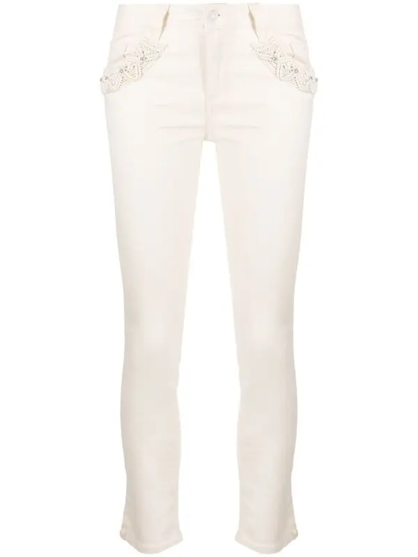 Liu Jo Bottom Up Embellished Skinny Jeans - Neutrals