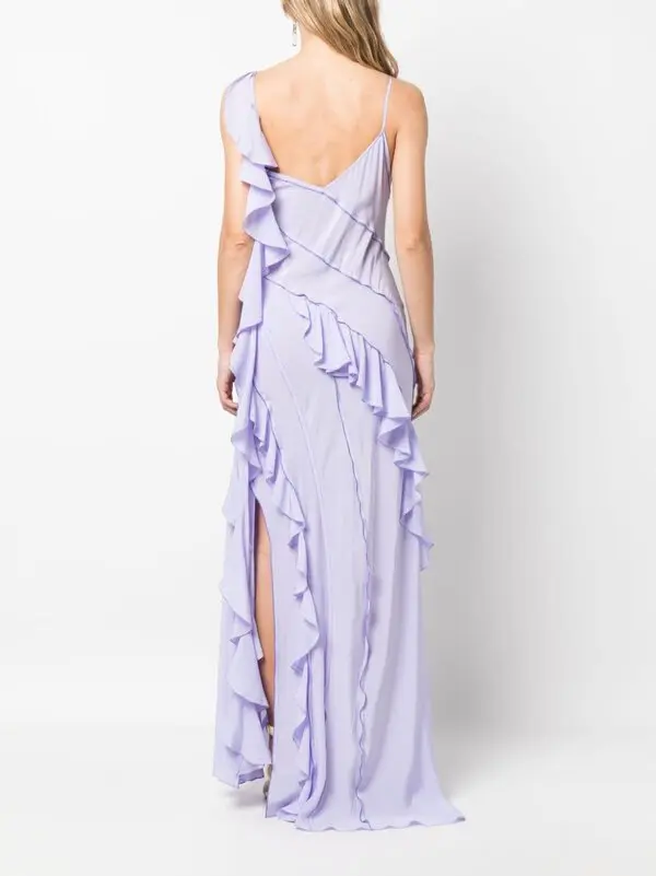 victoria ruffled maxi dress MILLE Victoria Ruffle Maxi Shirt Dress Oxford Blue