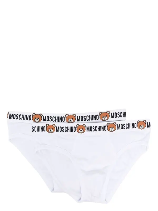 Moschino Logo-waistband Cotton Briefs - White