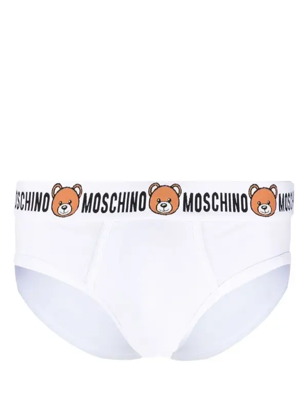 Moschino Logo-waistband Cotton Briefs - White