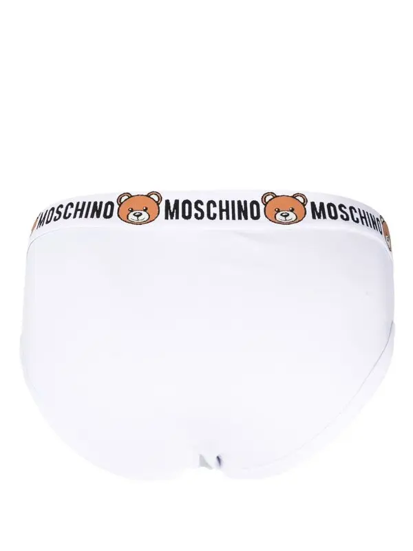 Moschino Logo-waistband Cotton Briefs - White
