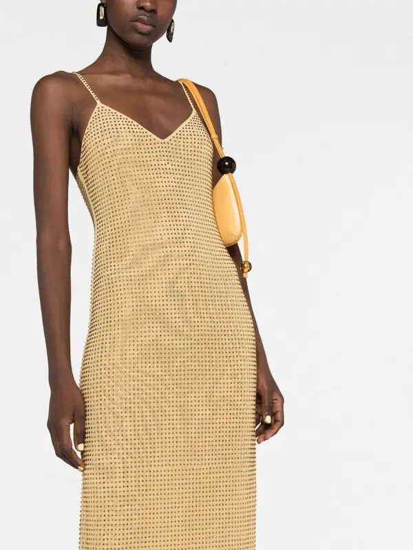 Self-Portrait Rhinestone-Embellished Mesh Maxi Dress In Yellow - 31% Off |  Editorialist