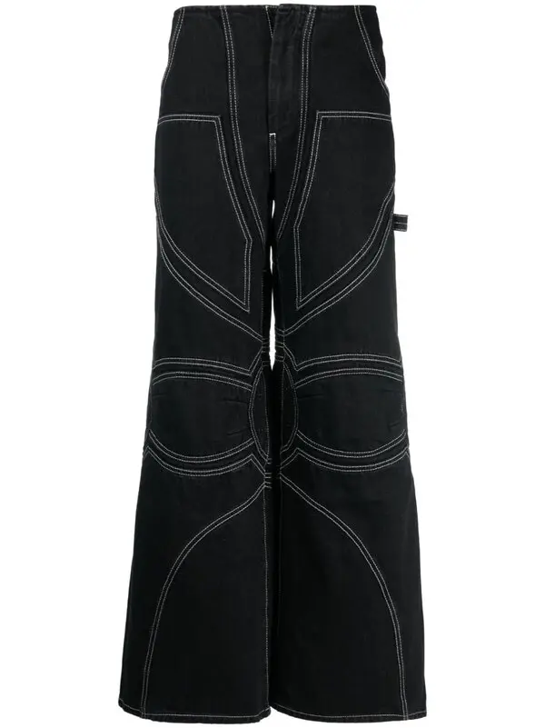 Off-White Contrast-stitch Wide-leg Jeans