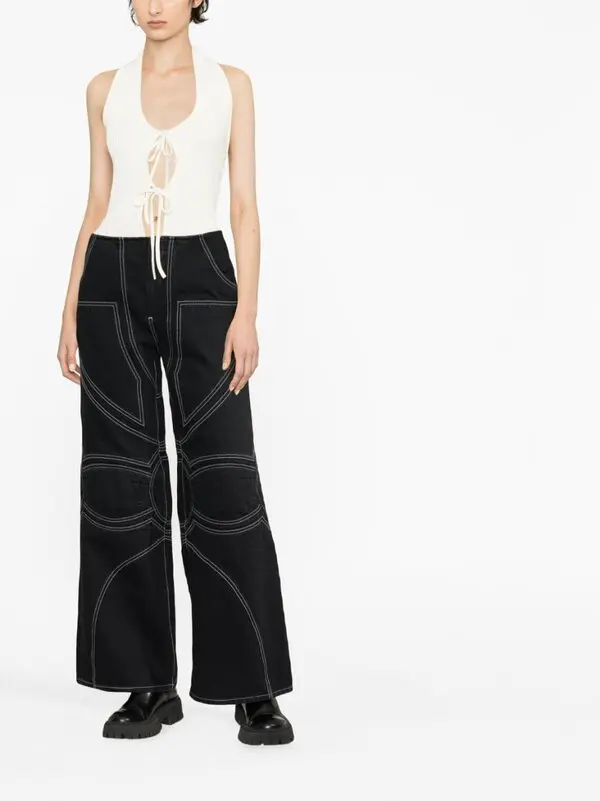 Off-White Contrast-stitch Wide-leg Jeans