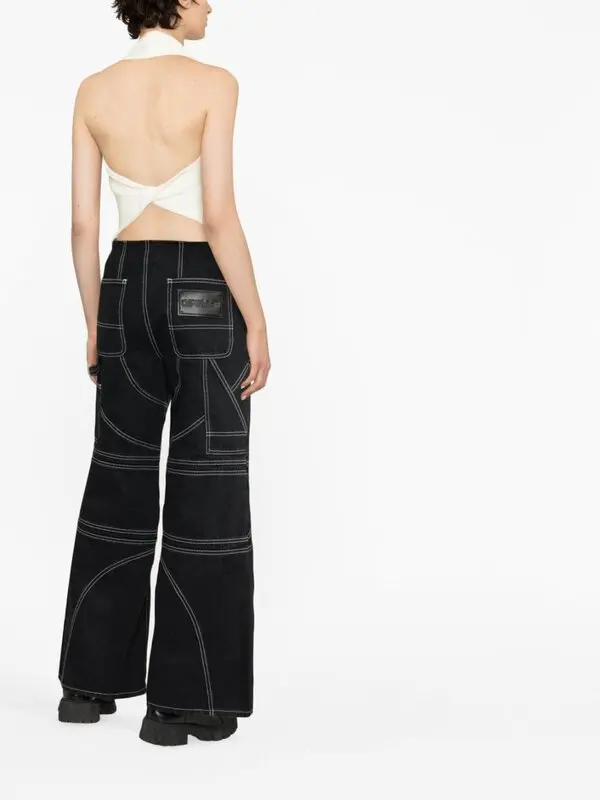 Off-White Contrast-stitch Wide-leg Jeans