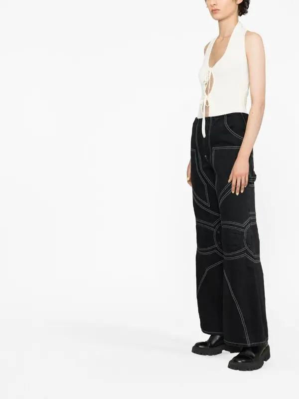 Off-White Contrast-stitch Wide-leg Jeans