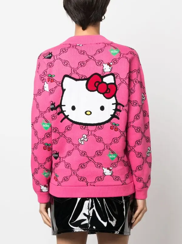 Gcds X Hello Kitty Jacquard V-neck Cardigan