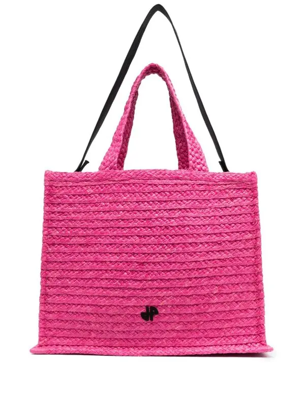 Patou Logo-Patch Raffia Tote Bag - Pink - 50% Off | Editorialist