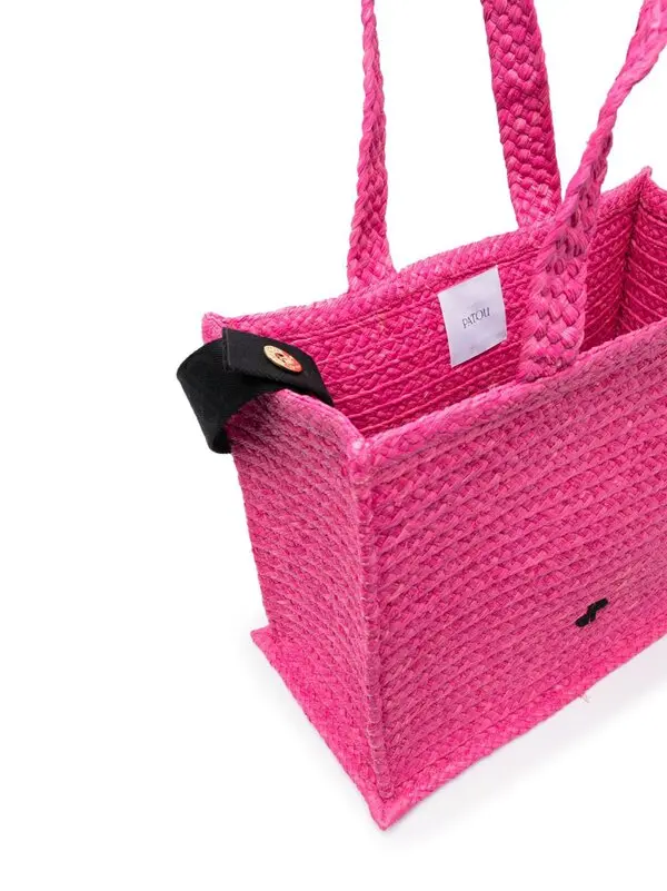 Patou Logo-Patch Raffia Tote Bag - Pink - 50% Off | Editorialist