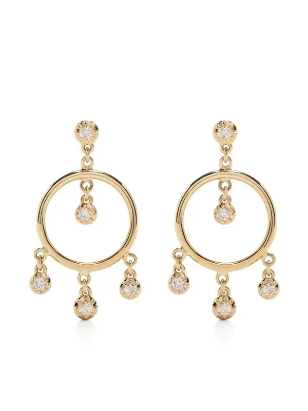 Jacquie Aiche 14kt Yellow Sophie Shaker Diamond Hoop Drop Earring - Gold