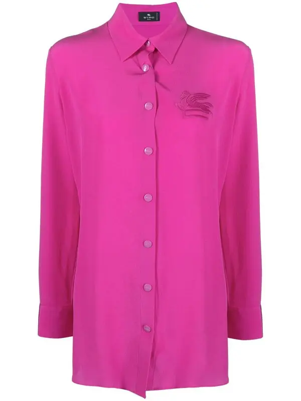 Etro Pegaso Appliqué Silk Shirt