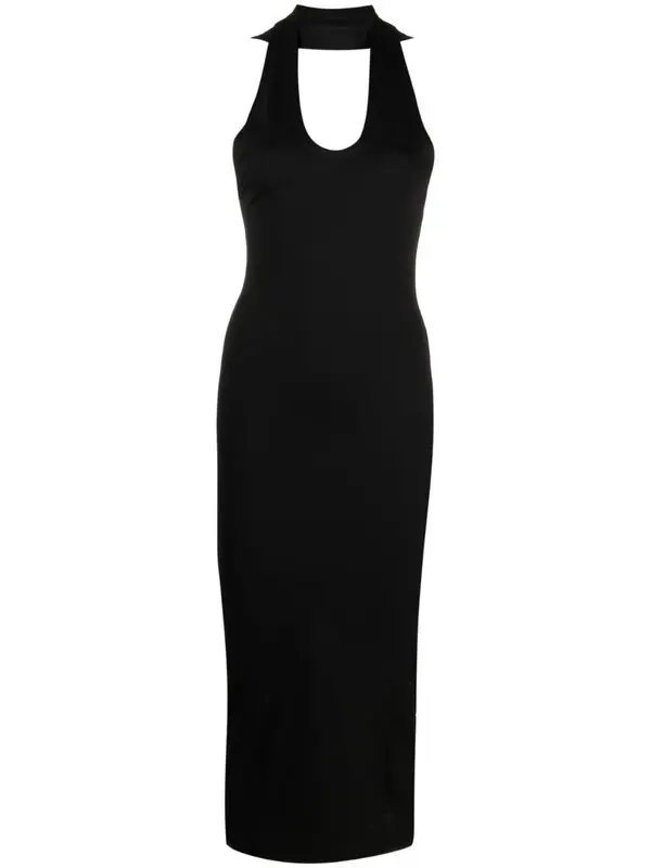 MAISON MARGIELA Crisscross Halterneck Midi Dress - Black