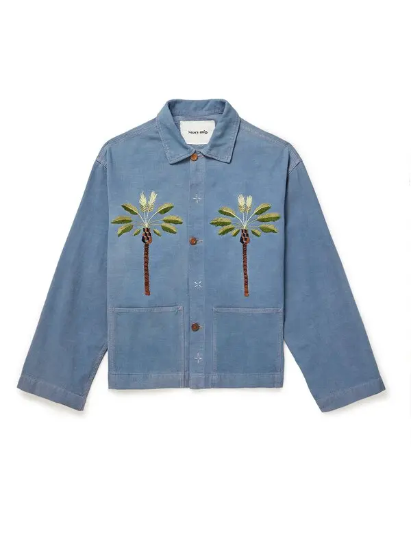 Story Mfg. Short On Time Embroidered Organic Cotton-Chambray