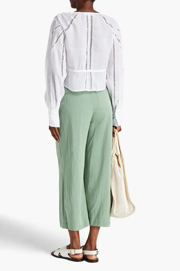 FRAME Crochet-trimmed Ramie Gauze Top