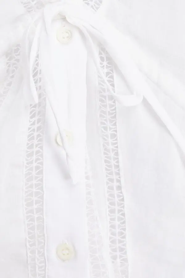 FRAME Crochet-trimmed Ramie Gauze Top